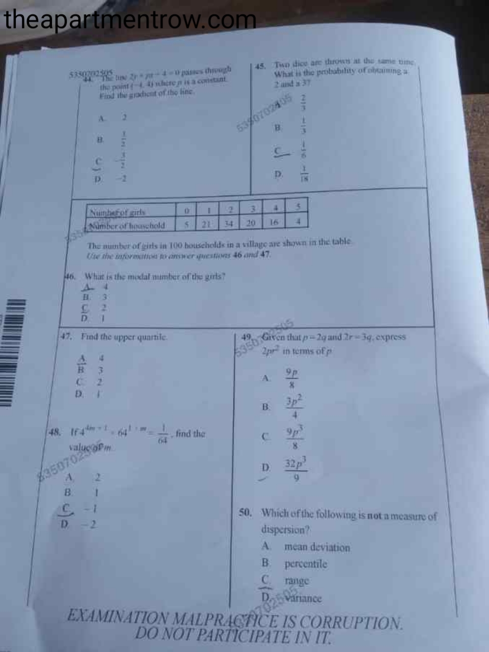 Junior WAEC Mathematics Past Questions and Answers PDF » Savina Academy